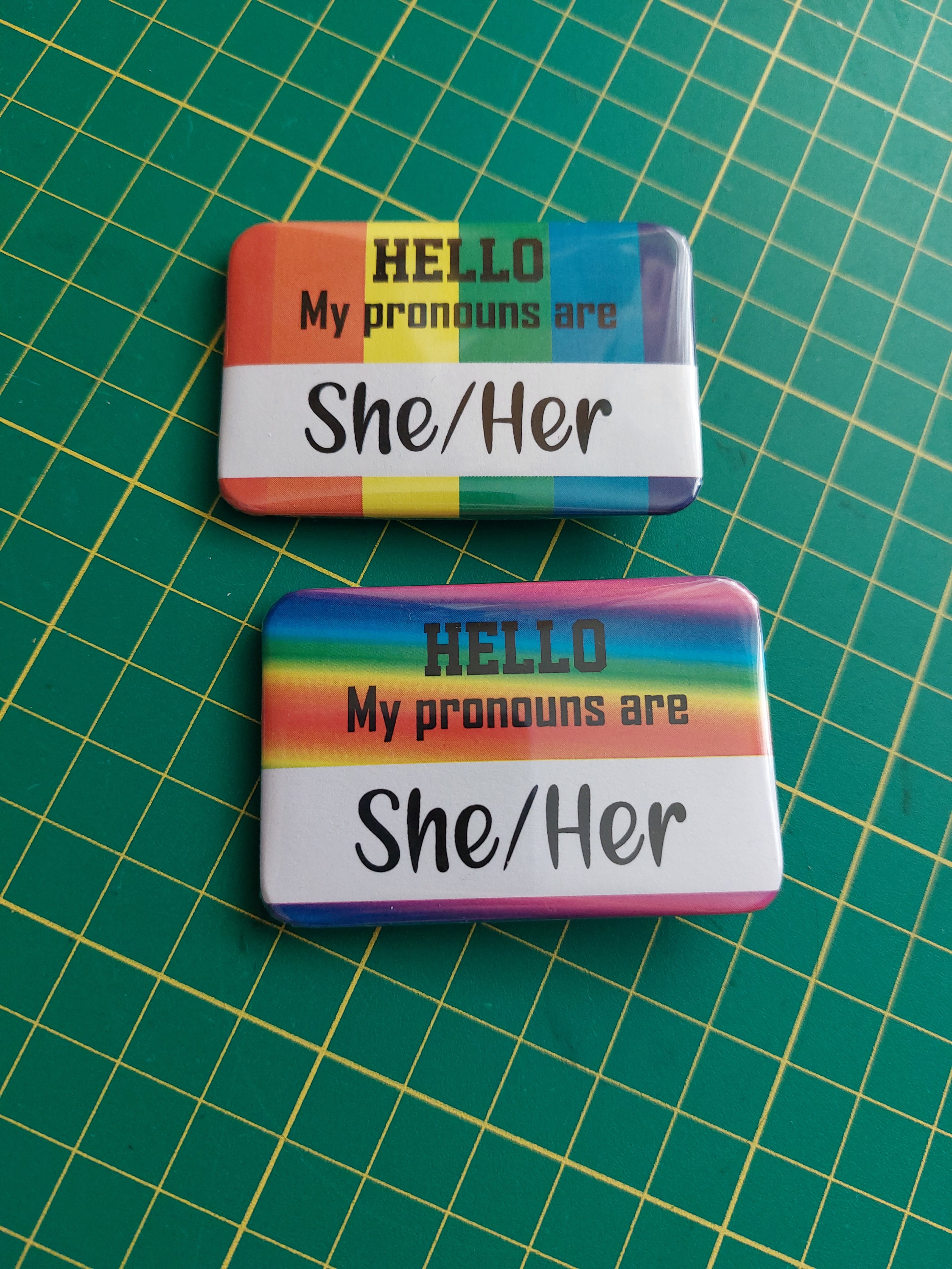 Pronoun Badge Bright - "Hello. My pronouns are" – Crafty Mummy